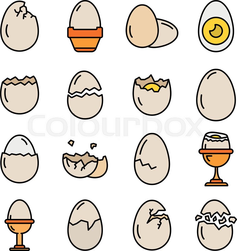 Eggshell icons set. Outline set of ... | Stock vector | Colourbox