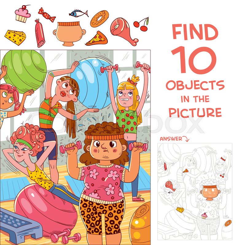 Find 10 objects in the picture. Puzzle ... | Stock vector | Colourbox