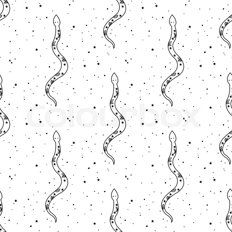Seamless Pattern Mystical snake with ... | Stock vector | Colourbox