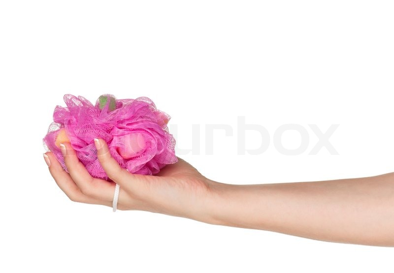 Hand with bath sponge | Stock image | Colourbox