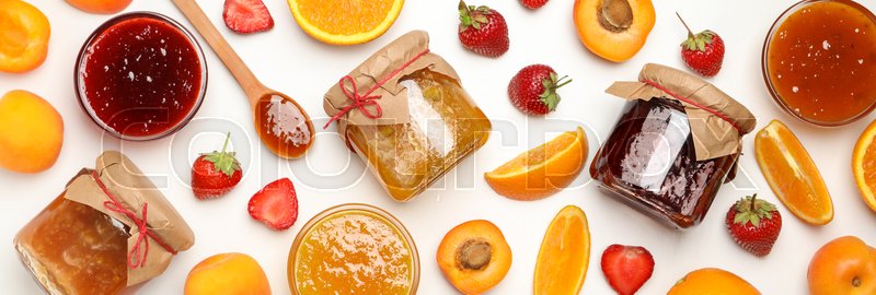 Composition with jam and ingredients on ... | Stock image | Colourbox