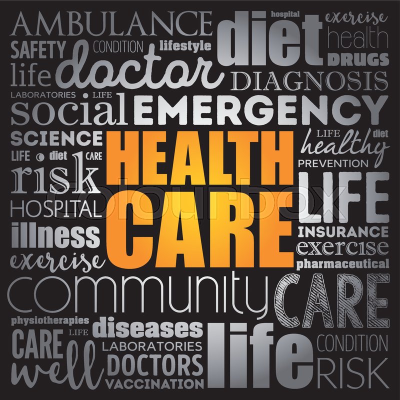 Health care word cloud collage, health ... | Stock vector | Colourbox