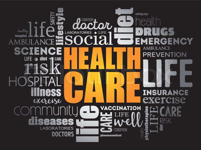 Health care word cloud collage, health ... | Stock vector | Colourbox