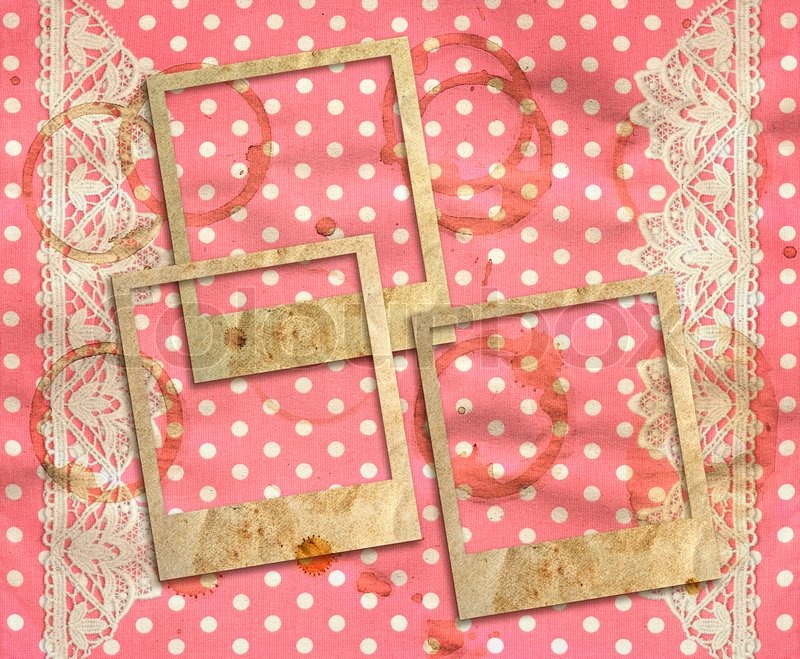 Polka dot background with lace border | Stock image | Colourbox