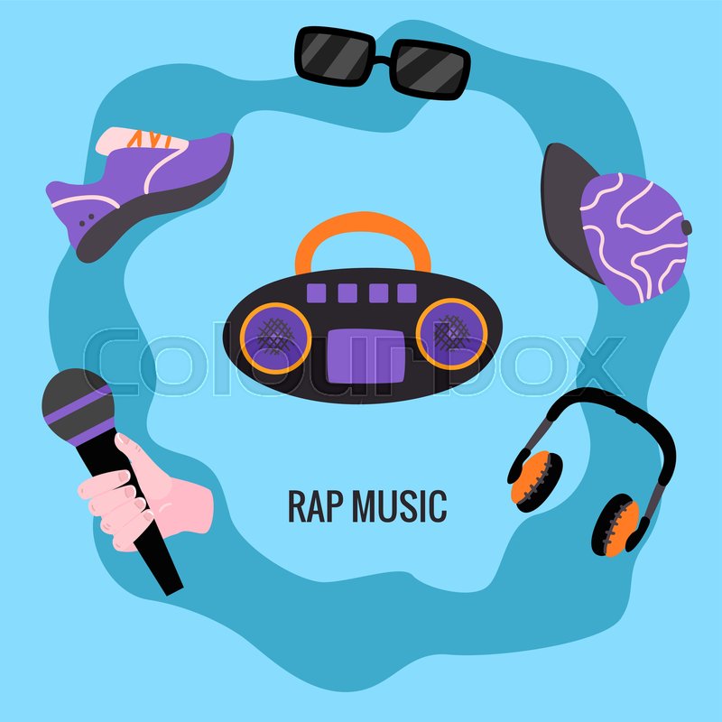 Flat rap, hip hop music symbols ... | Stock vector | Colourbox
