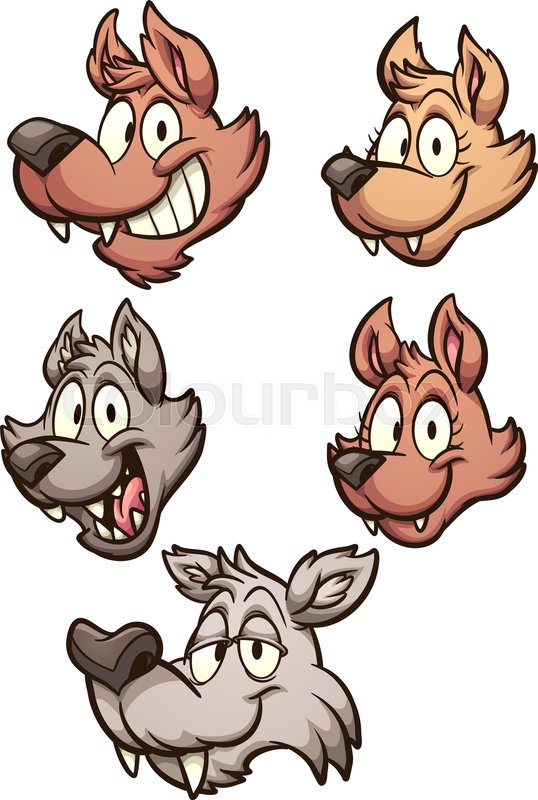 Cartoon wolf familiy character heads. ... | Stock vector | Colourbox