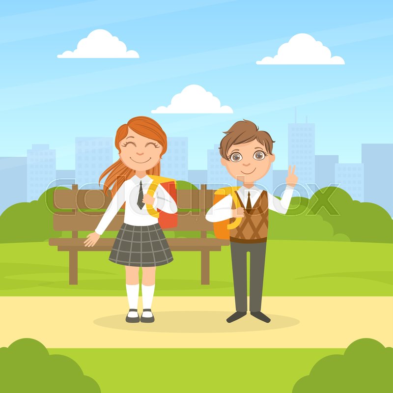 School Students In Uniform Clipart
