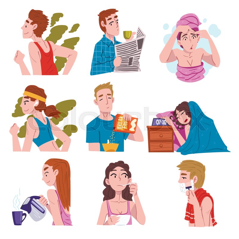 People Activity Morning Daily Routine ... | Stock vector | Colourbox