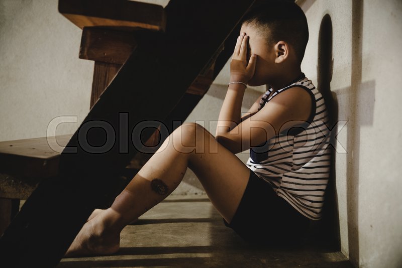 Neglected lonely child, Young boy ... | Stock image | Colourbox