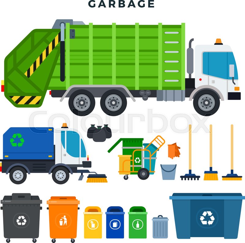 Garbage collection and disposal, set. ... | Stock vector | Colourbox