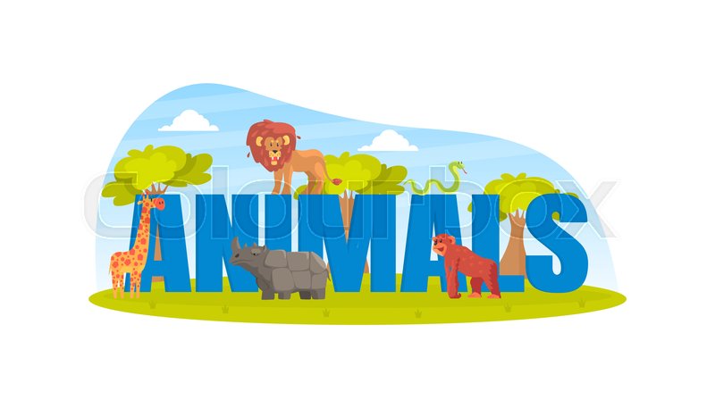 Animals Capital Letter Text and Tiny ... | Stock vector | Colourbox