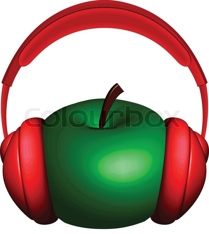 Apple and headphones | Stock vector | Colourbox