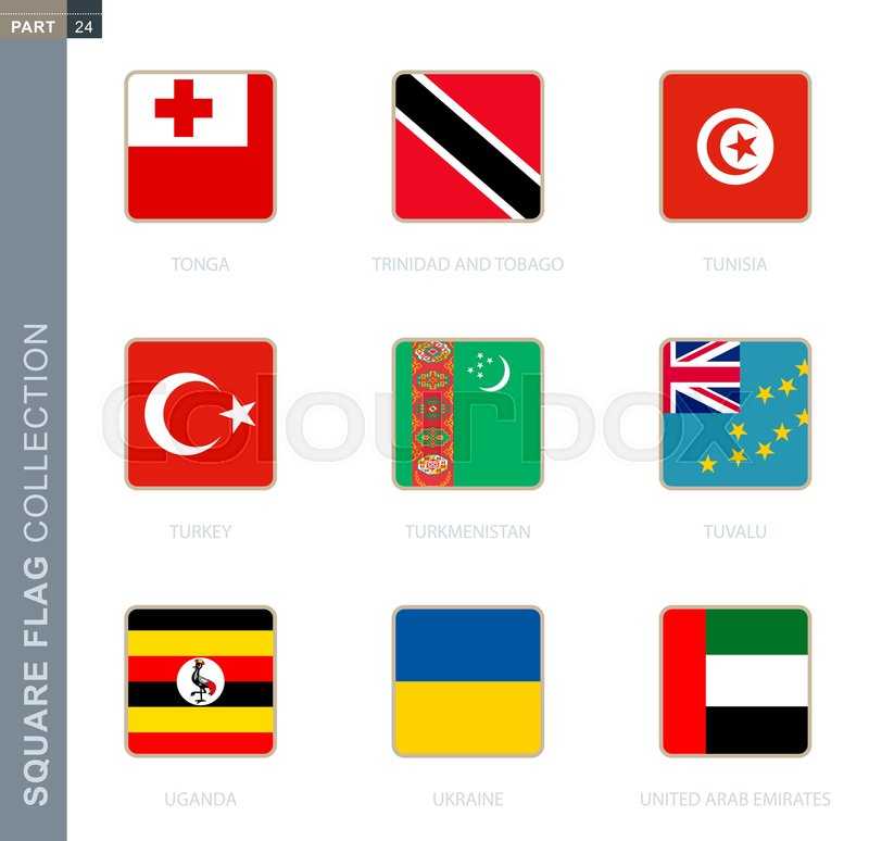 Square flags collection of the world. ... | Stock vector | Colourbox
