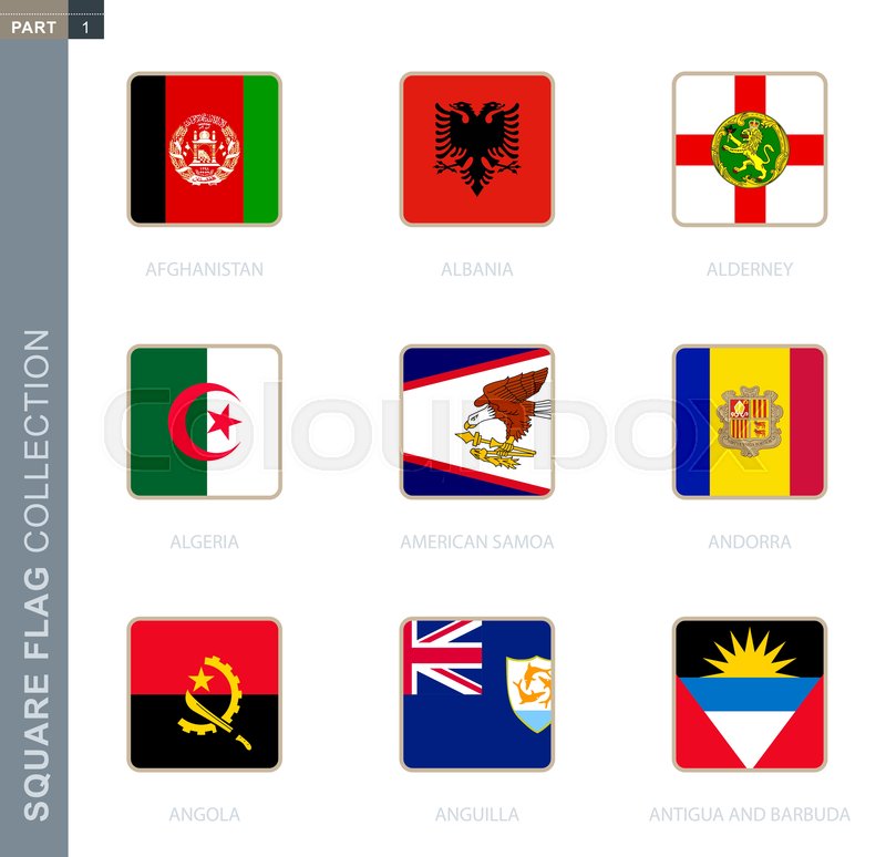 Square flags collection of the world. ... | Stock vector | Colourbox