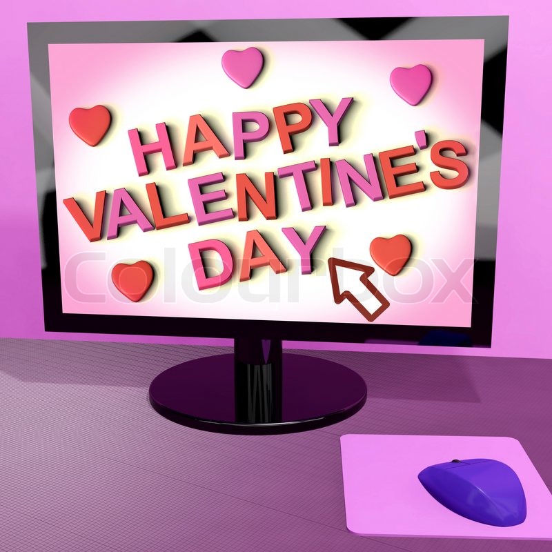 Happy Valentine's Day On Computer ... | Stock image | Colourbox
