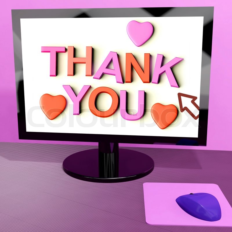 Thank You Message On Computer Screen ... | Stock image | Colourbox