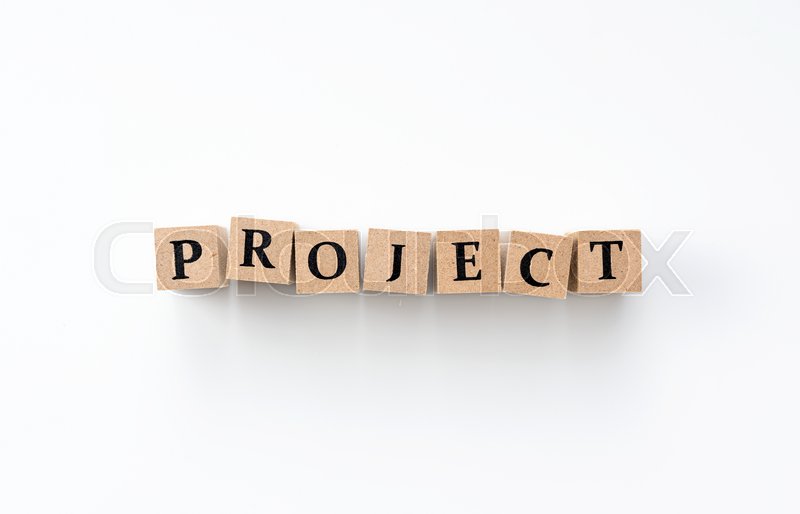 A wooden block with the word PROJECT ... | Stock image | Colourbox