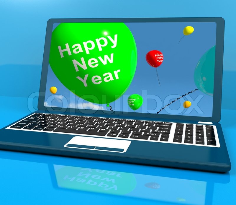 Laptop Computer With Happy New Year ... | Stock image | Colourbox