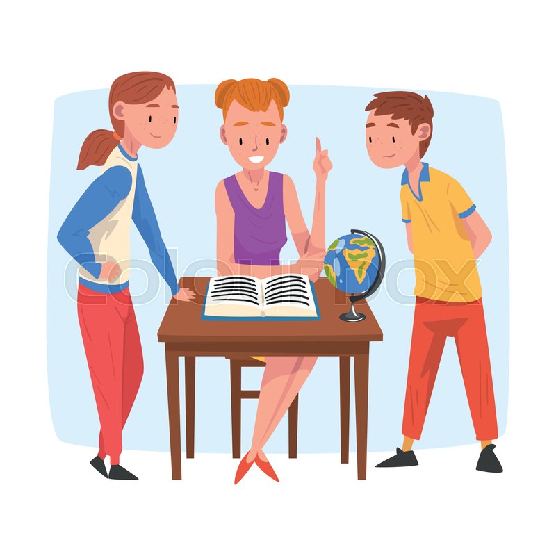 Mom Teaching Her Children, Parent ... | Stock vector | Colourbox