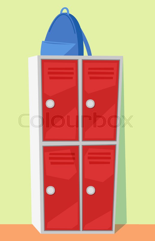Backpack on locker, school element, ... | Stock vector | Colourbox