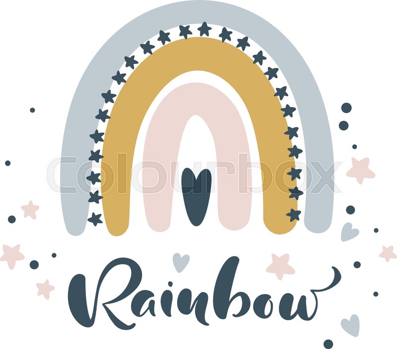 Rainbow calligraphy lettering text and ... | Stock vector | Colourbox