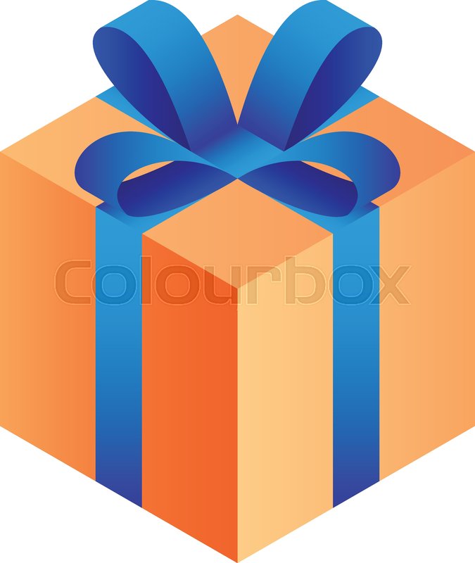 Gift orange box icon. Isometric of ... | Stock vector | Colourbox