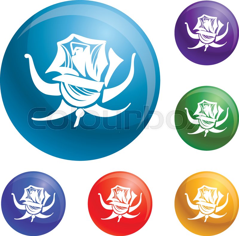Rose icons set vector 6 color isolated ... | Stock vector | Colourbox