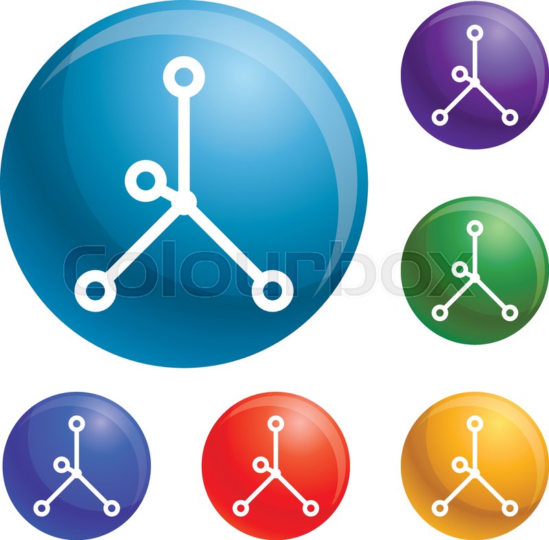 Ionic bond icons set vector 6 color ... | Stock vector | Colourbox