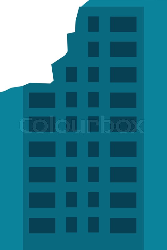 Destroyed city building icon. Flat ... | Stock vector | Colourbox