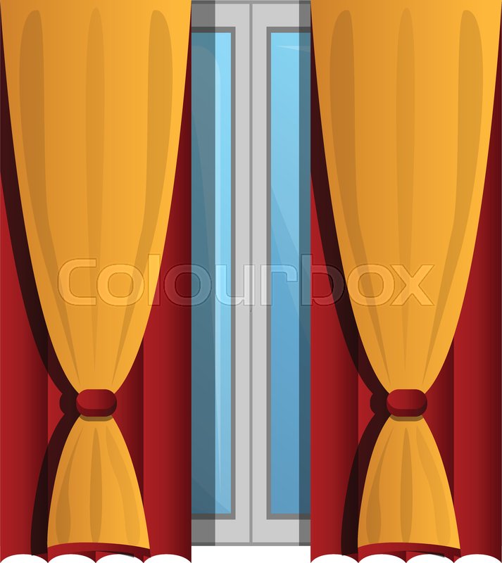 Yellow window curtains icon. Cartoon ... | Stock vector | Colourbox