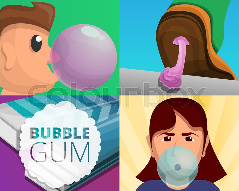Gum banner set. Cartoon illustration ... | Stock vector | Colourbox