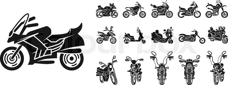 Motorbike icons set. Simple set of ... | Stock vector | Colourbox