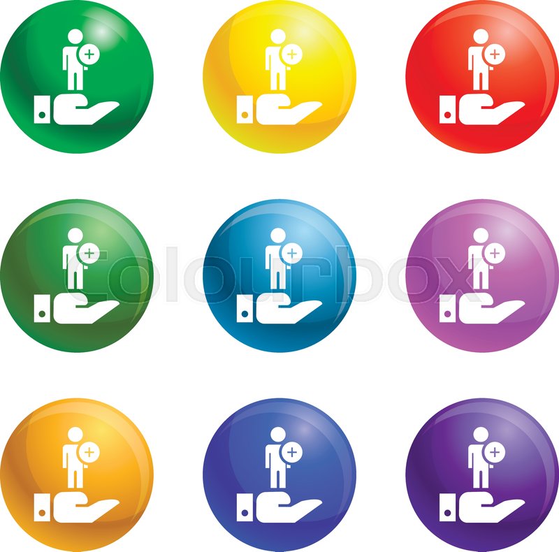 Give hand icons vector 9 color set ... | Stock vector | Colourbox