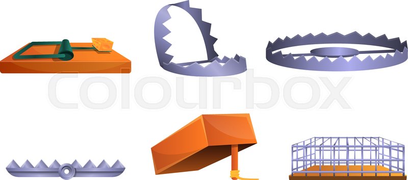 Trap icons set. Cartoon set of trap ... | Stock vector | Colourbox
