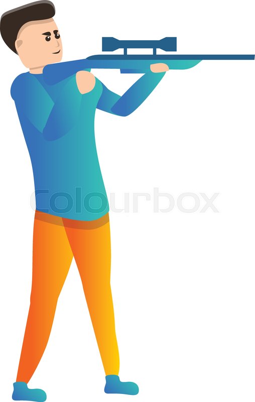 Sniper sport shooting icon. Cartoon of ... | Stock vector | Colourbox