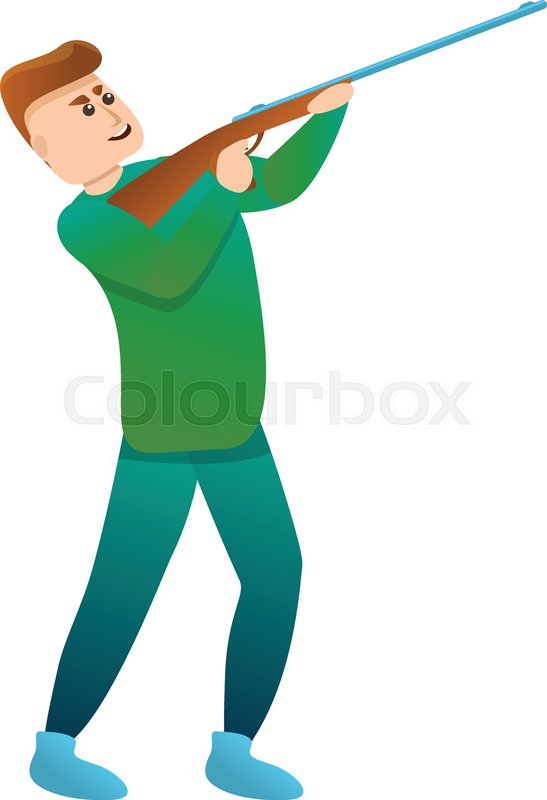 Man hunter shooting icon. Cartoon of ... | Stock vector | Colourbox