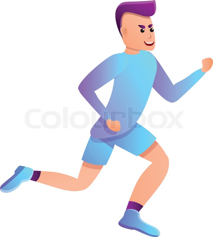 Man triathlon running icon. Cartoon of ... | Stock vector | Colourbox