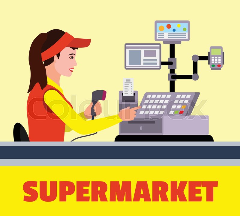 Supermarket Checkout Cartoon