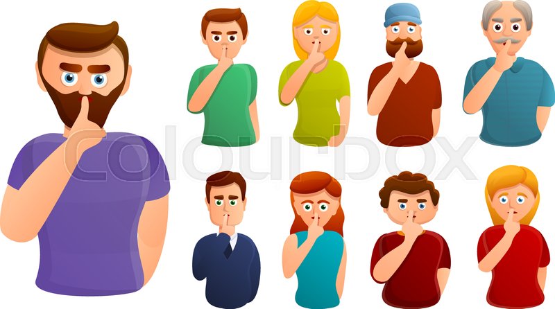 Silence icons set. Cartoon set of ... | Stock vector | Colourbox