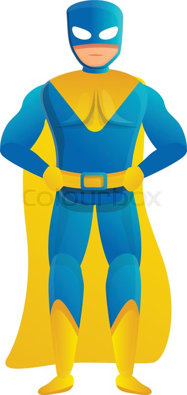 Blue yellow superhero icon. Cartoon of ... | Stock vector | Colourbox