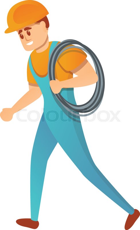 Lineman with cable icon. Cartoon of ... | Stock vector | Colourbox