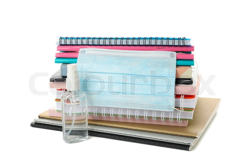 School supplies with medical mask and ... | Stock image | Colourbox