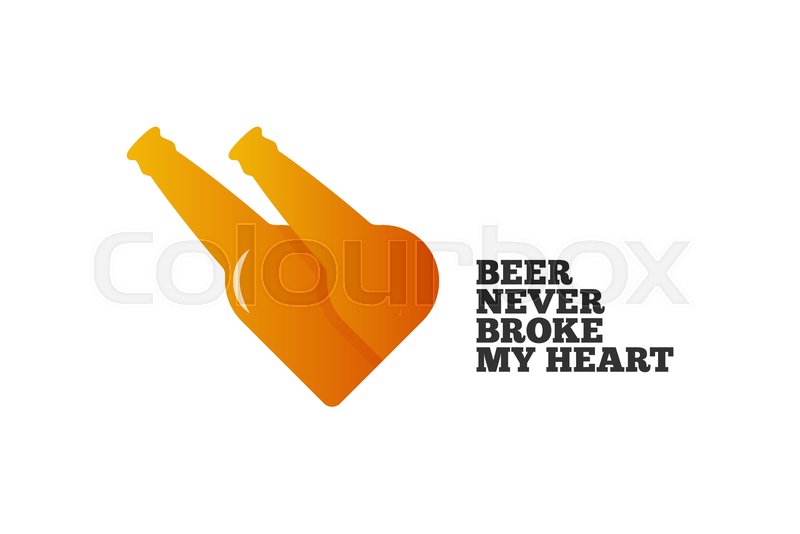 Beer bottles concept. Beer heart logo ... | Stock vector | Colourbox