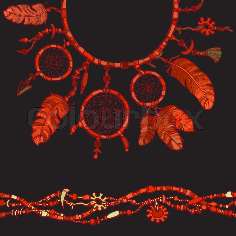 Dream catcher. Seamless border made ... | Stock vector | Colourbox