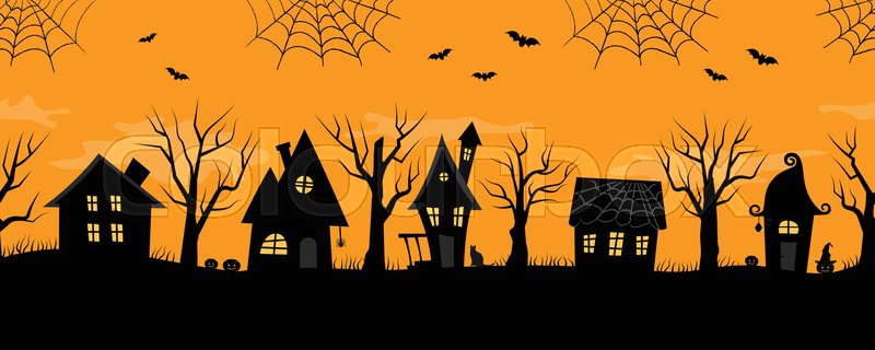 Halloween houses. Spooky village. ... | Stock vector | Colourbox