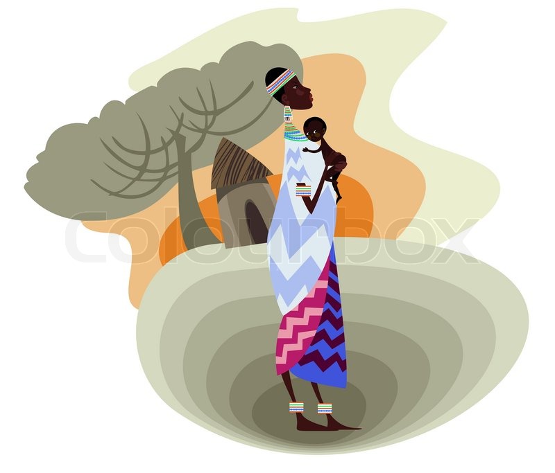 A young African mother | Stock vector | Colourbox