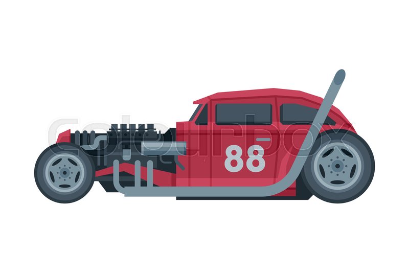 Retro Style Red Race Car, Old Sports ... | Stock vector | Colourbox