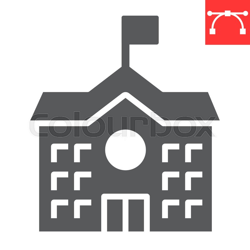 School Building glyph icon, school and ... | Stock vector | Colourbox