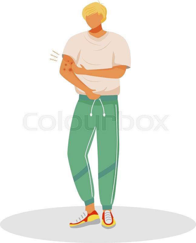 Sick flat color vector faceless ... | Stock vector | Colourbox