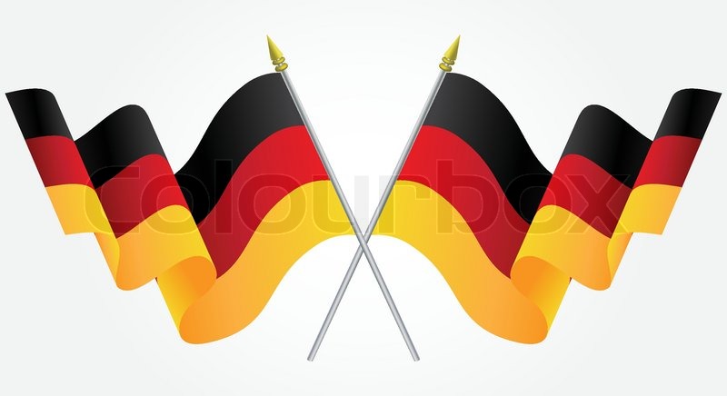 Isolated Twin Germany flags waving on ... | Stock vector | Colourbox
